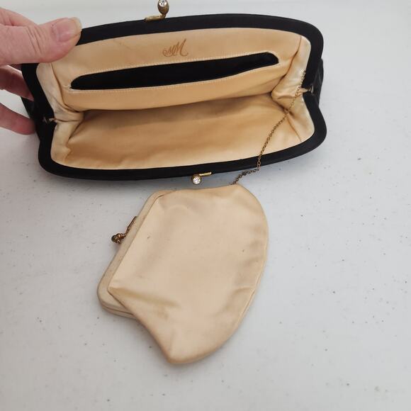 Morris Moskowitz | Bags | Vintage 95s Black Satin Evening Clutch W Coin ...